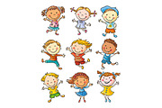 Happy cartoon kids dancing jumping, an Education Illustration by Bubert ...
