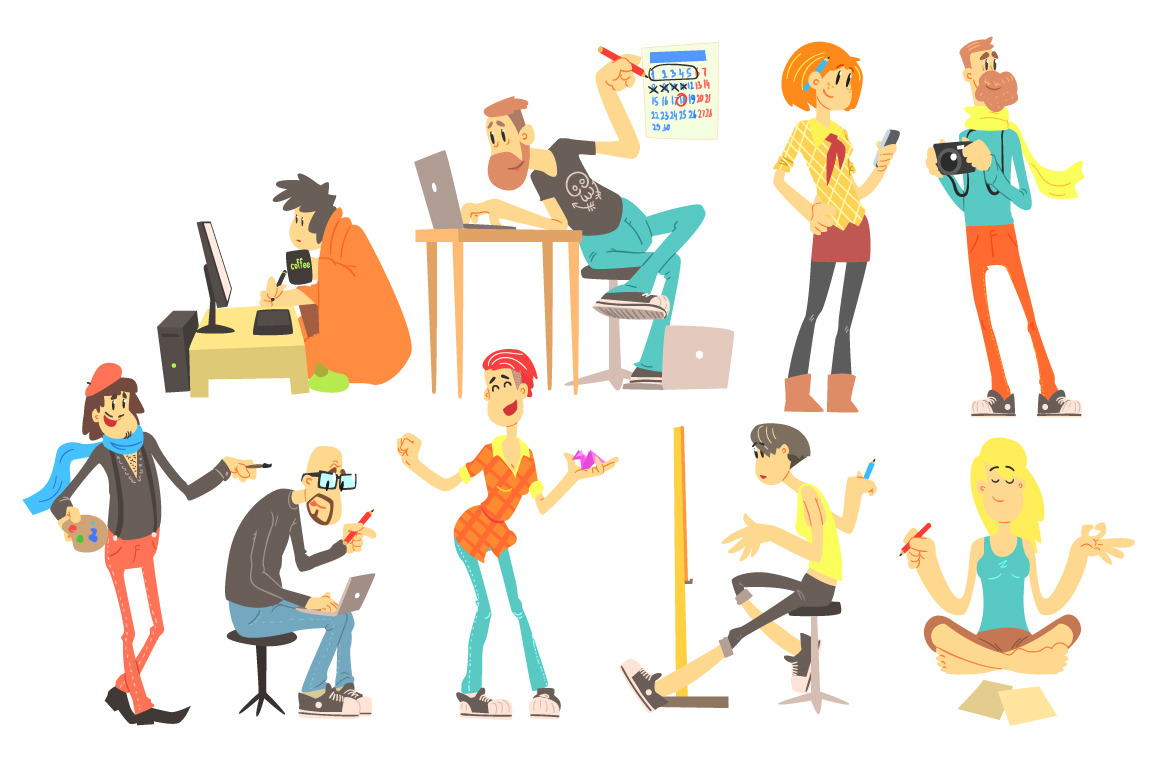 Creative People Vector Set, a Technology Illustration by TopVectors