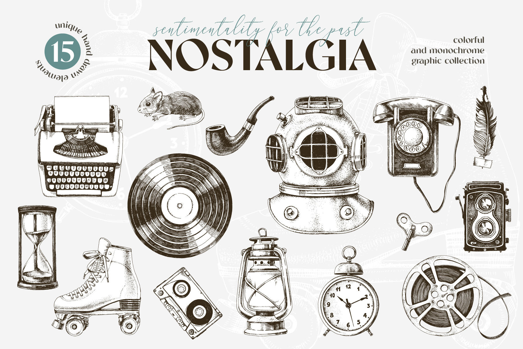 Nostalgia - vintage objects set, an Object Graphic by handsketched