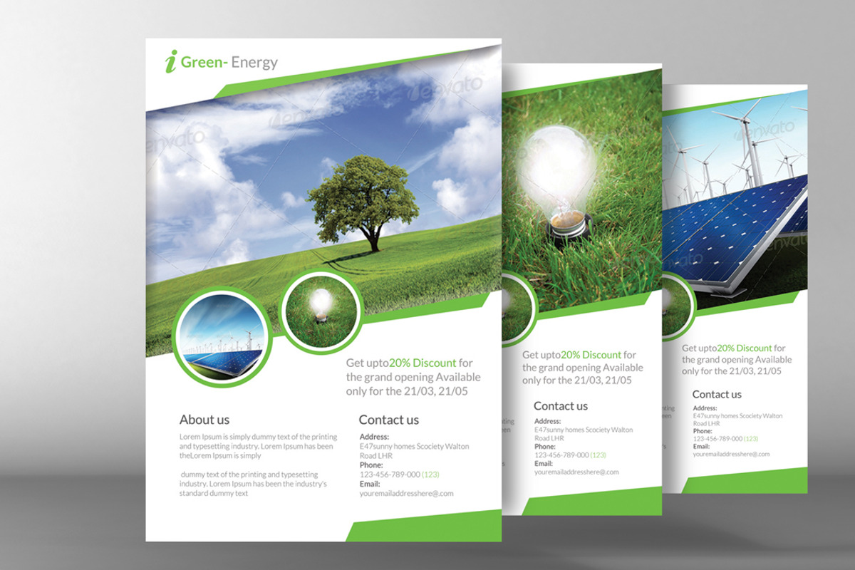 Green Energy Flyer Template, a Flyer Template by graphicforest
