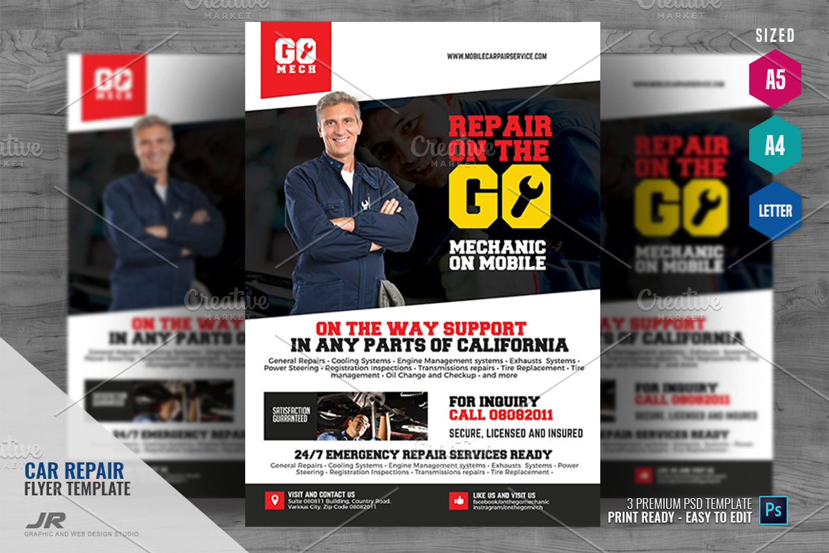Mechanic Mobile Service Flyer, a Flyer Template by PSDPixel