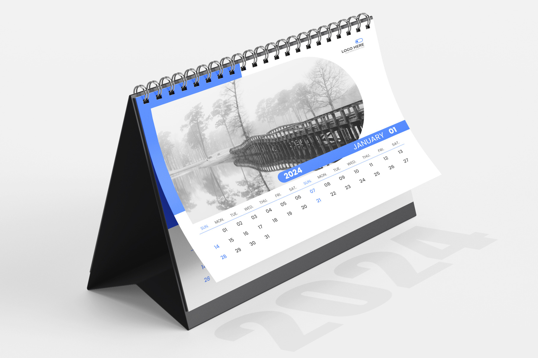 2024 Desk calendar design template, a Stationery Template by Tanmoy Topu