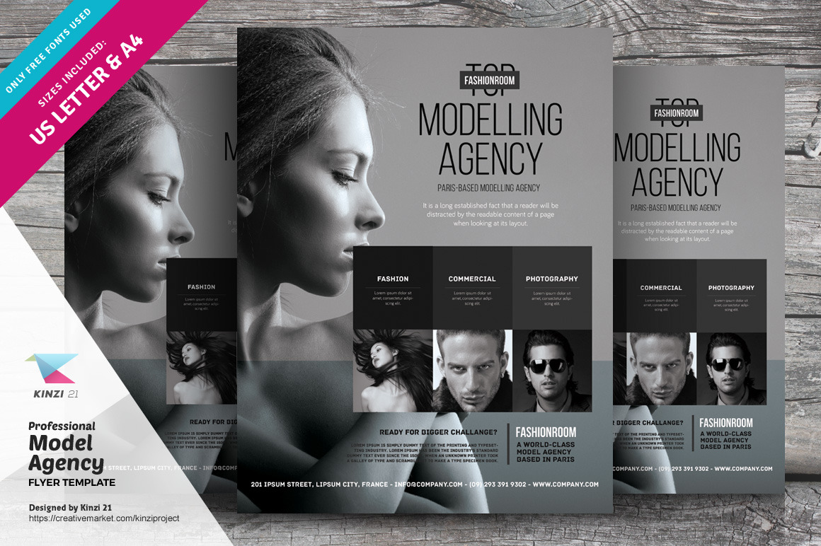 Professional Model Agency Flyer, a Flyer Template by kinzi21 | Creative ...
