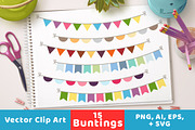 Bunting Banner Clipart, an Illustration by The Digital Download Shop