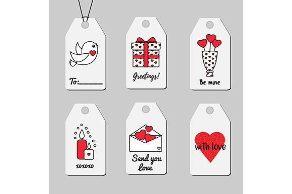 Printable romantic gift tags, a Card Template by Bunny's Little Shop