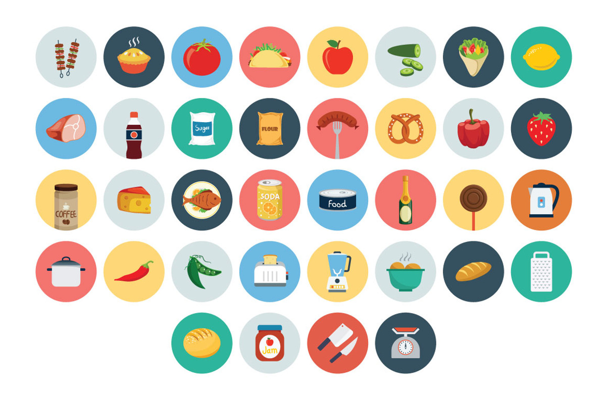 100 Food Flat Icons, an Icon by Creative Stall