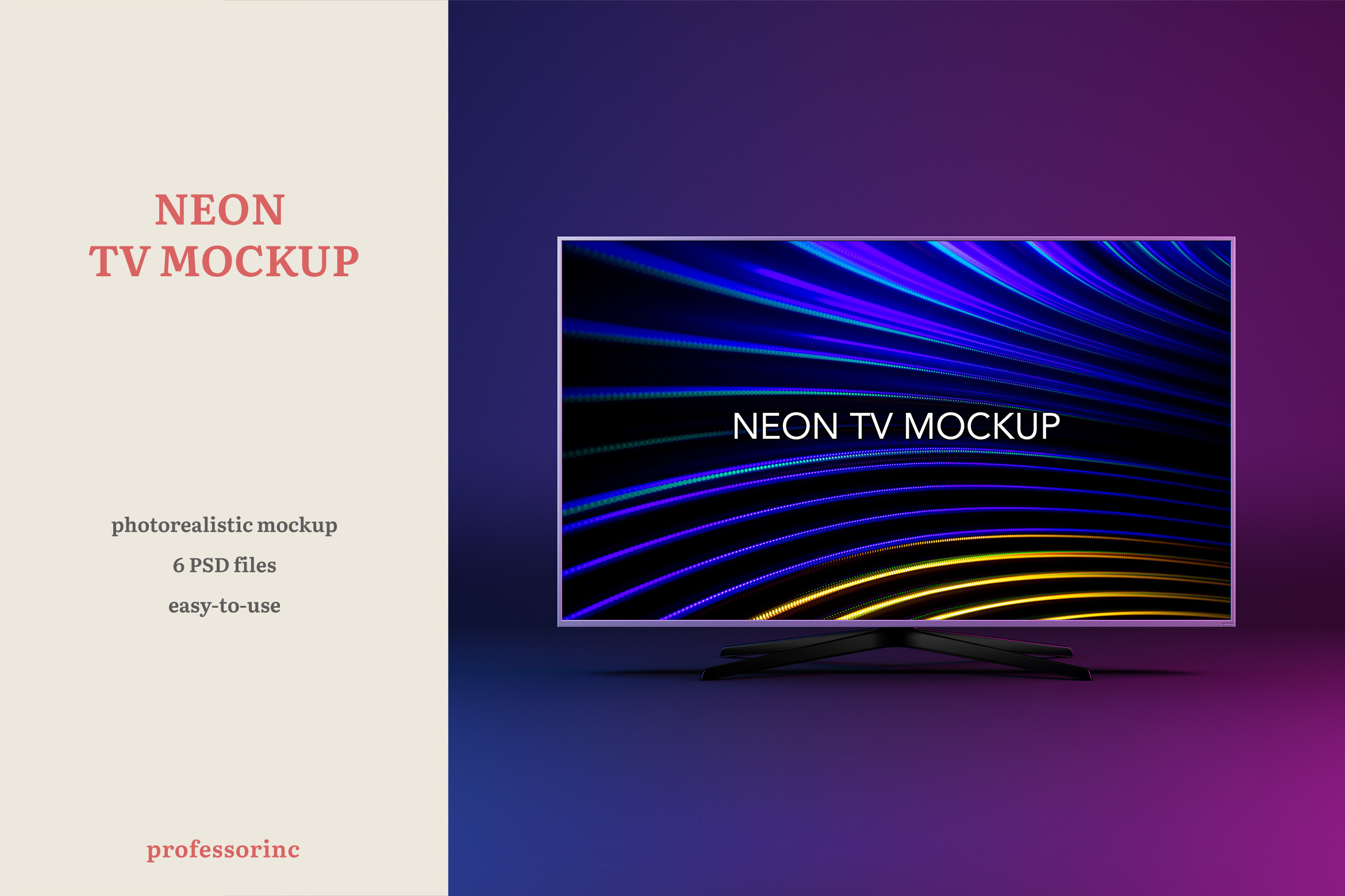 Neon TV Mockup, a Product Mockup by professorinc