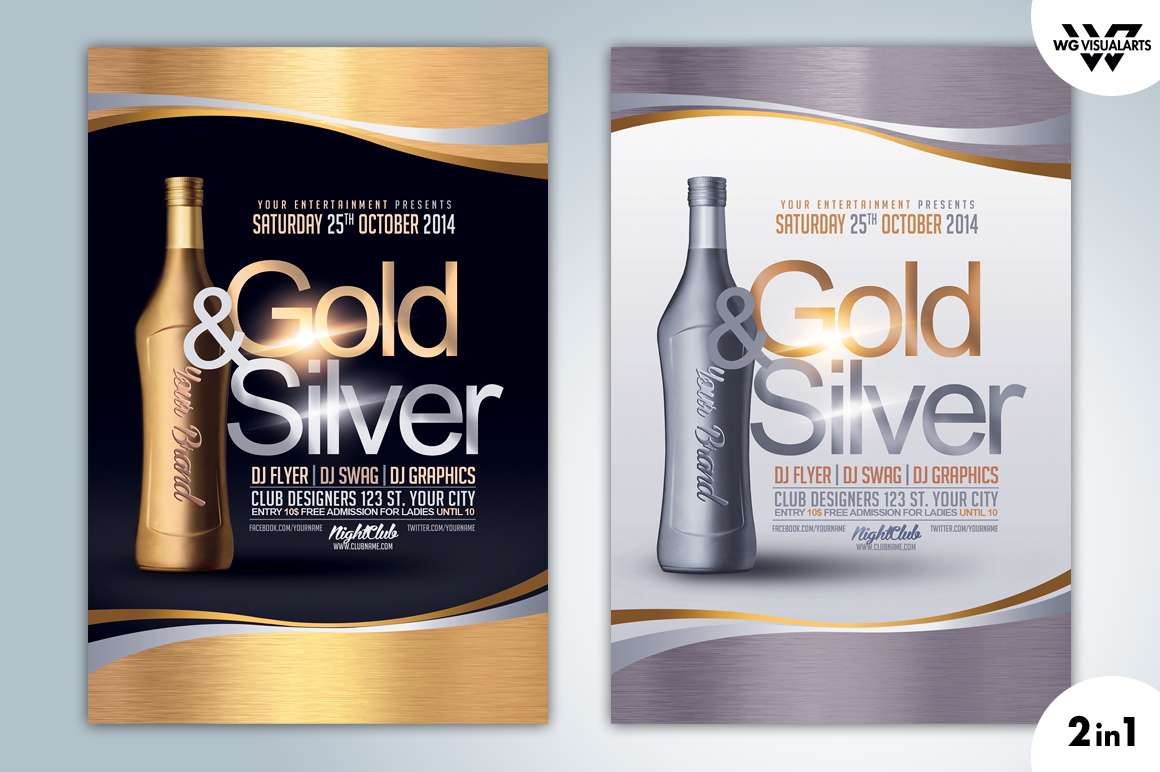2in1 GOLD & SILVER Flyer Template, a Flyer Template by WG DESIGN