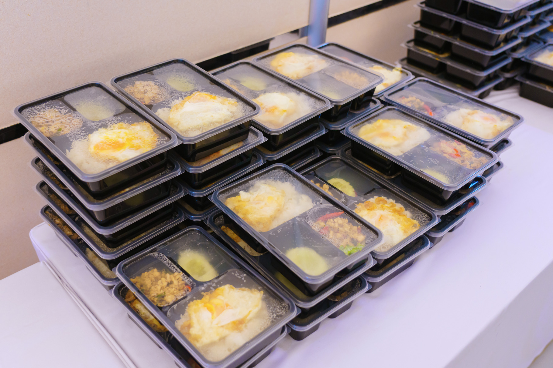 Lunch box with food. for catering or food delivery ready to be t, a ...