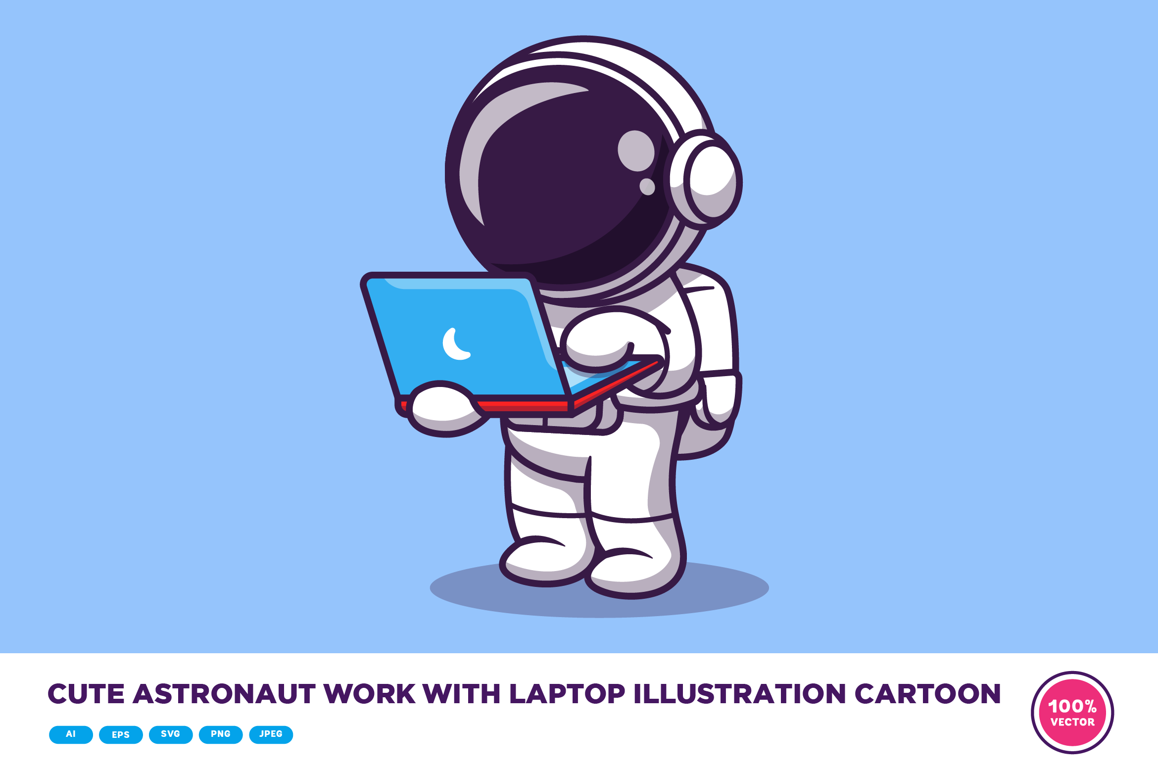 Cute Astronaut Work With Laptop, a Technology Illustration by Catalyst Labs