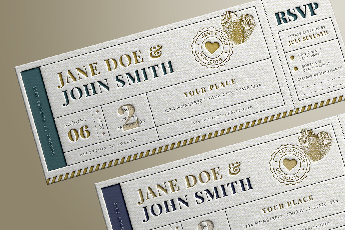 Wedding Invitation Ticket, an Invitation Template by Vynetta