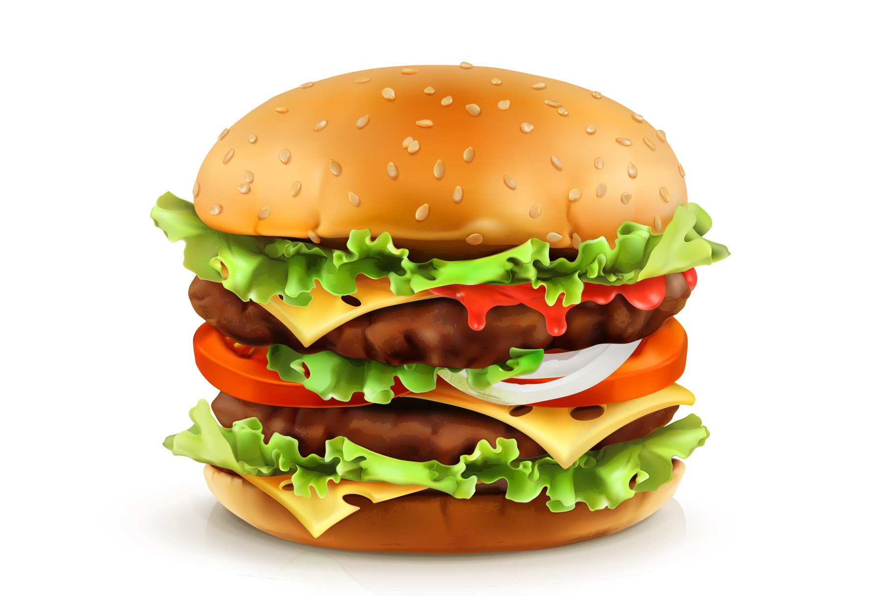 Big burger, double burger, vector, an Icon by Allevinatis Studio