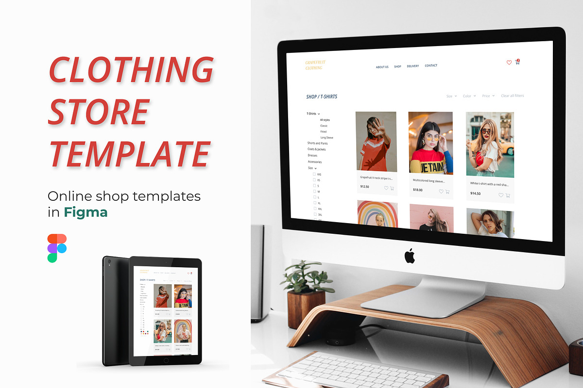 Clothing store template (Figma), a Wireframe Template by helgascandinavus