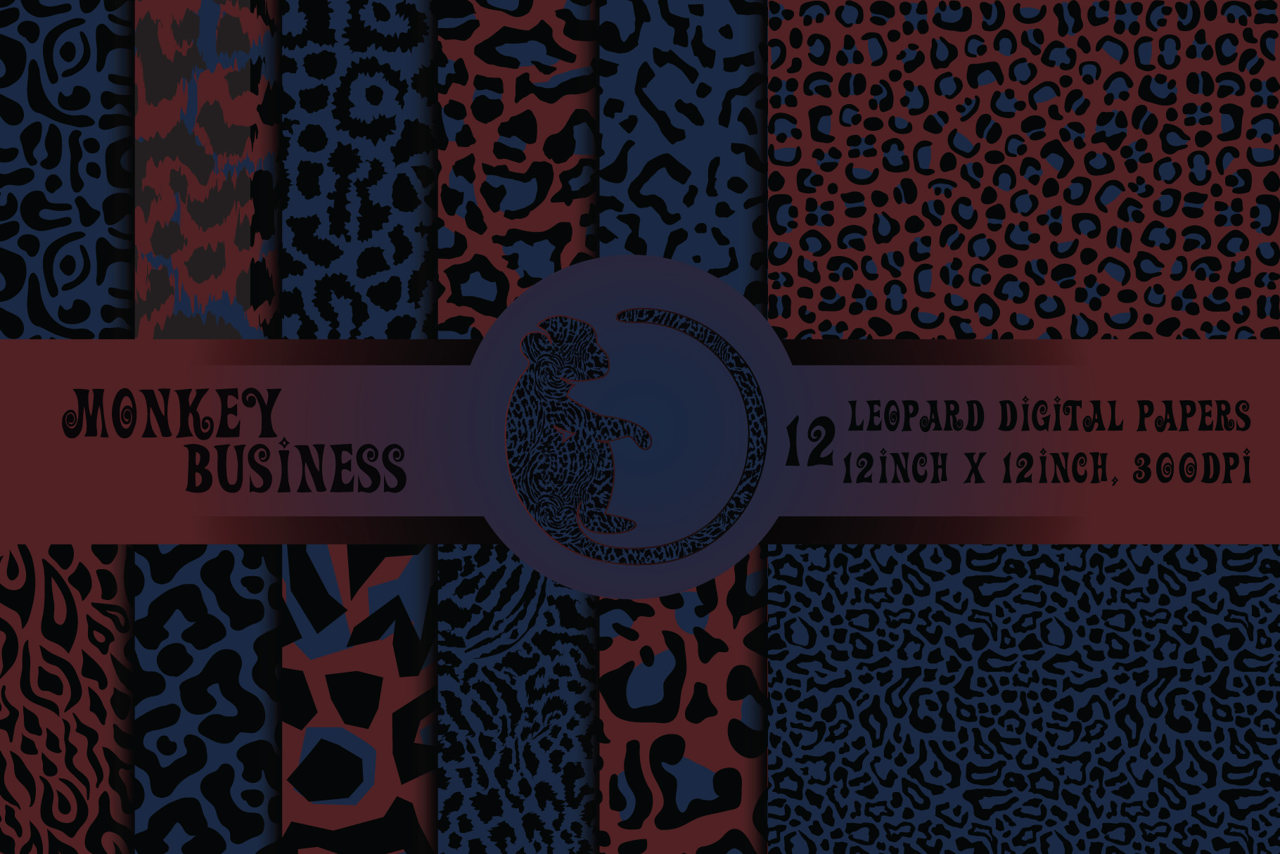 Leopard digital paper pack, Seamless, a Pattern Graphic by Monkey Business