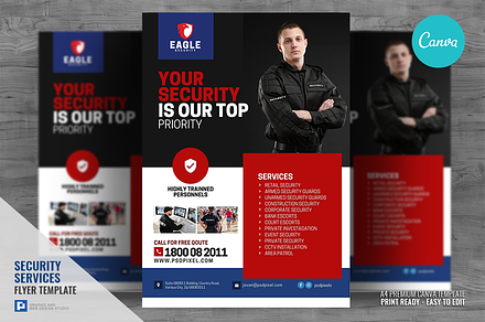Private Security Company Flyer, a Flyer Template by PSDPixel