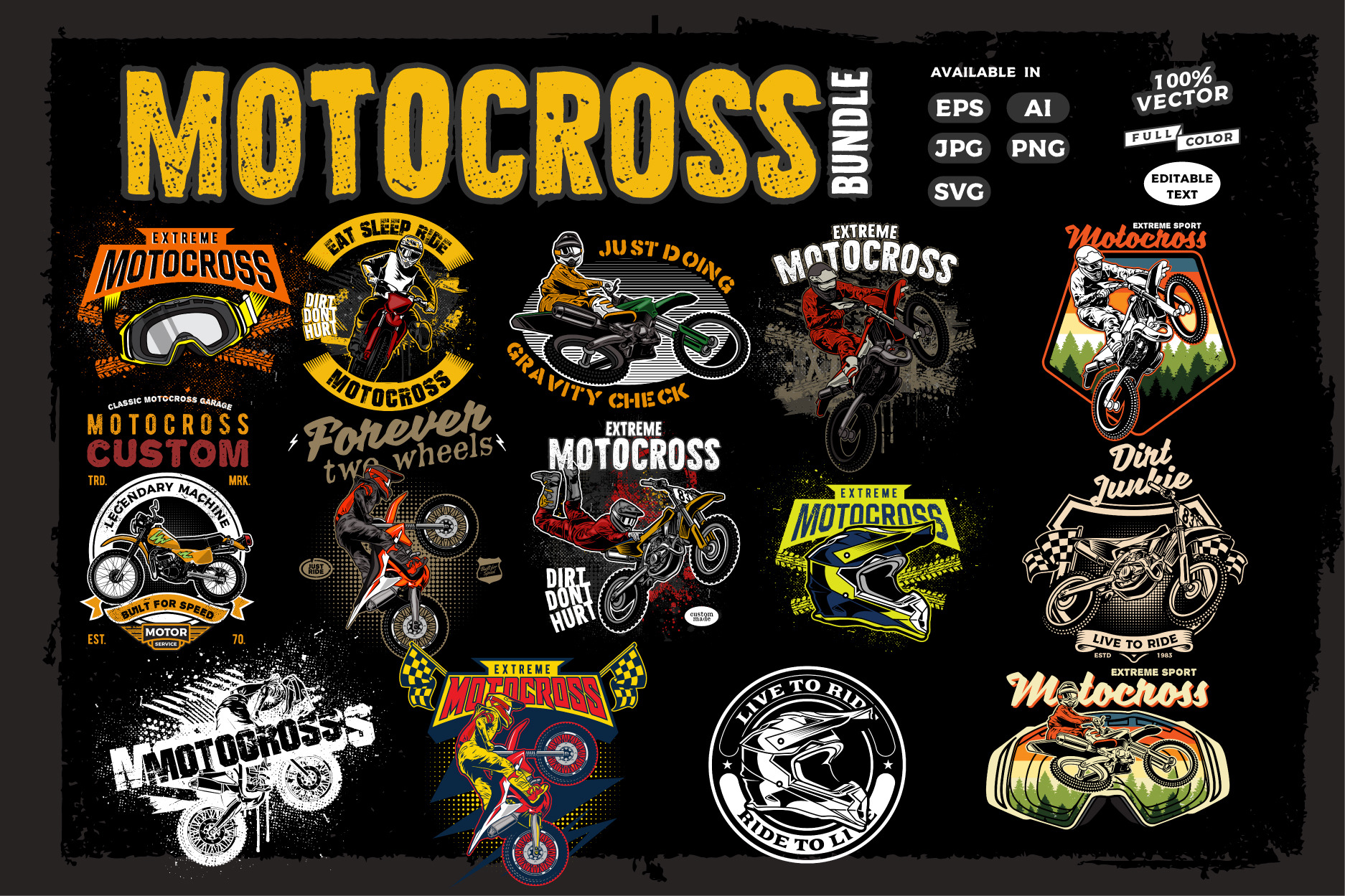 Motocross Design Bundle, a Transportation Illustration by The BolzStudio