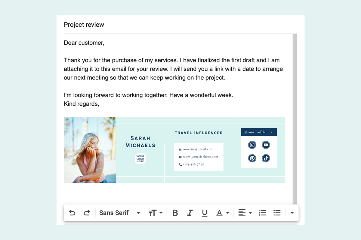 Travel Influencer Email Signature, an Email Template by Golden Horizons ...