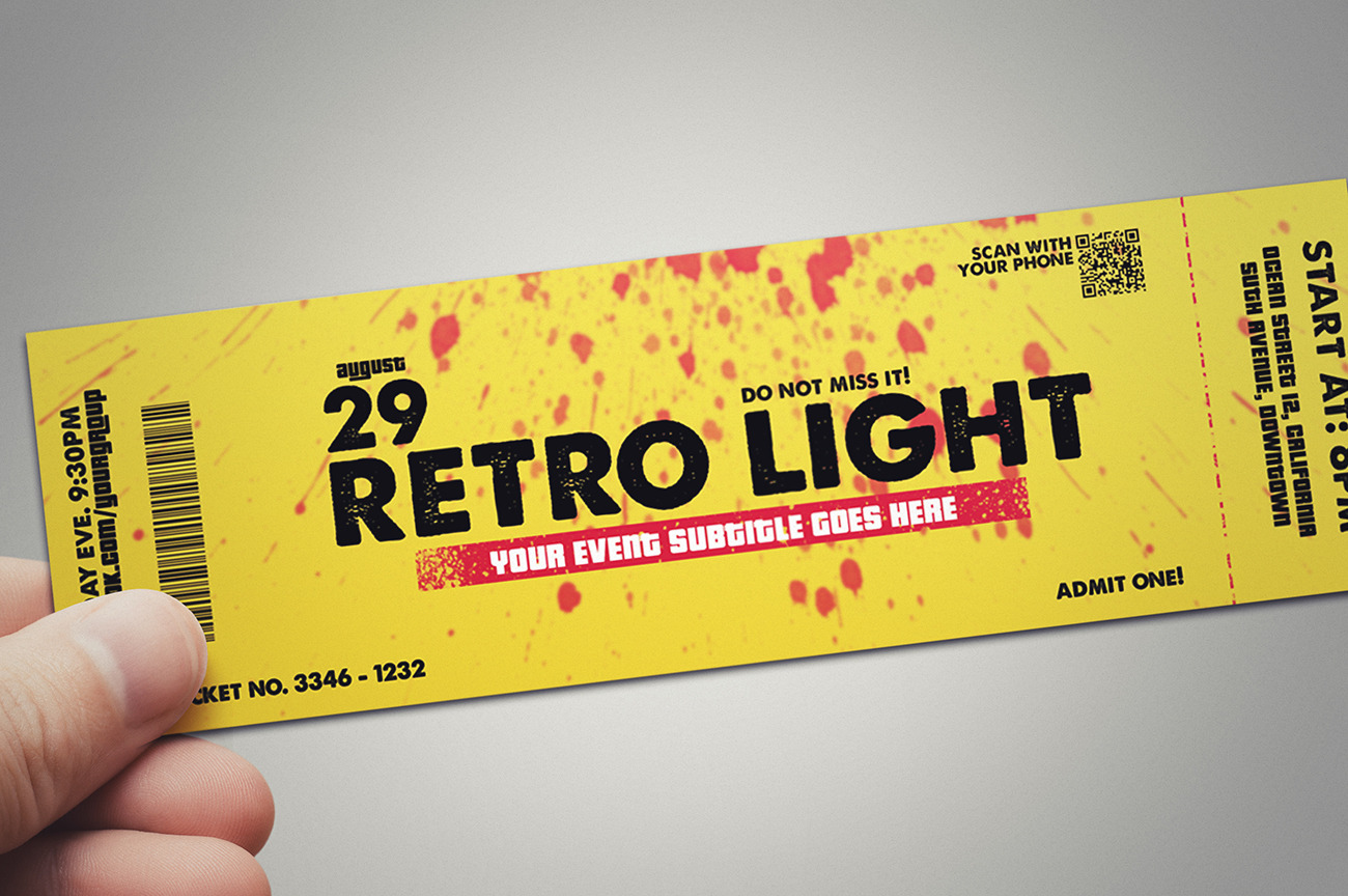 Yellow light - event ticket, a Card Template by Tzochko