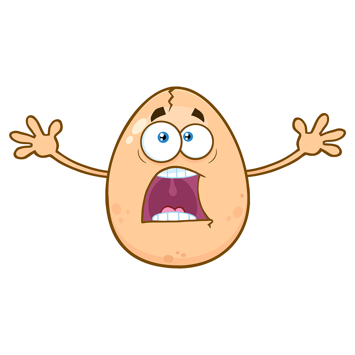 Scared Cracked Egg Cartoon Character, a Food Illustration by HitToon