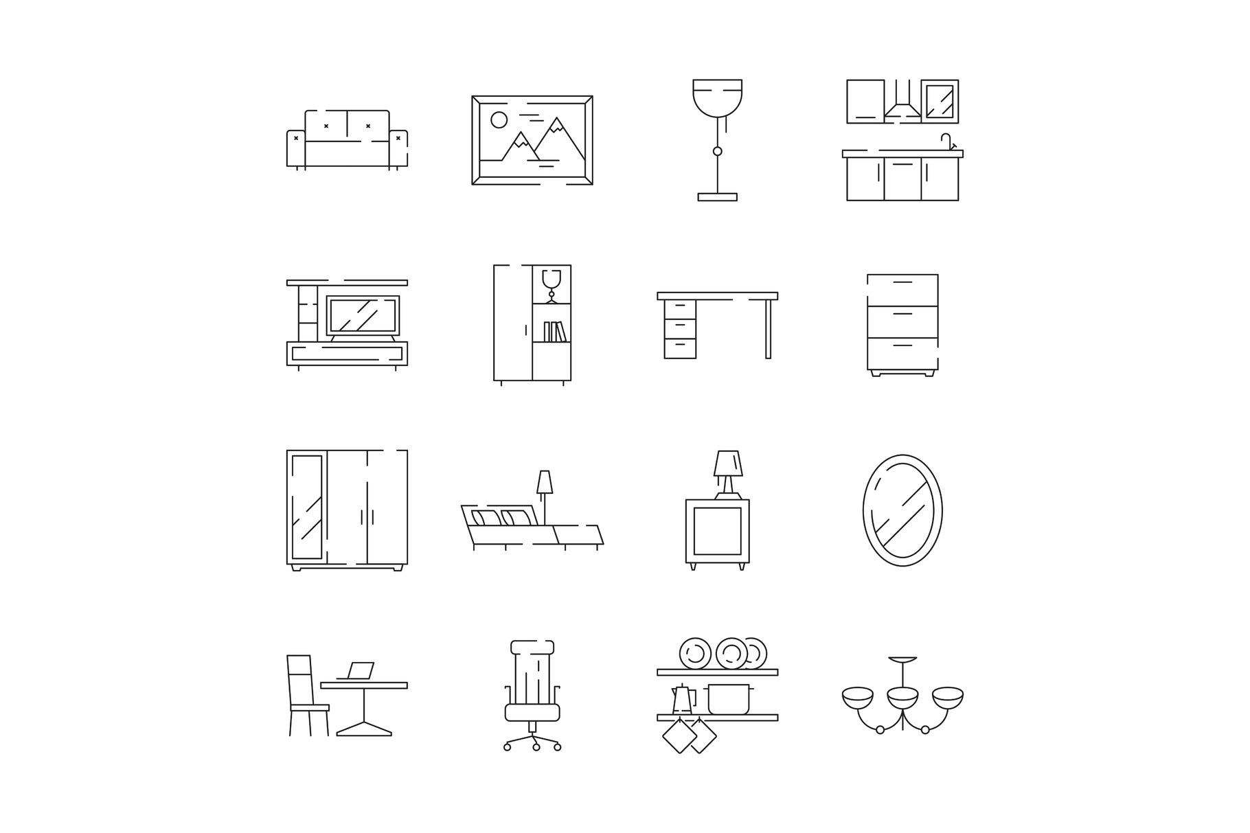 Furniture icon. Desk office and home | Background Graphics ~ Creative ...