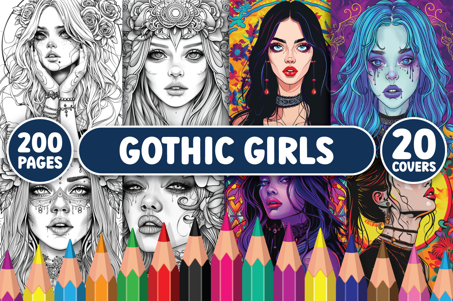 200 Gothic Girls Coloring Pages