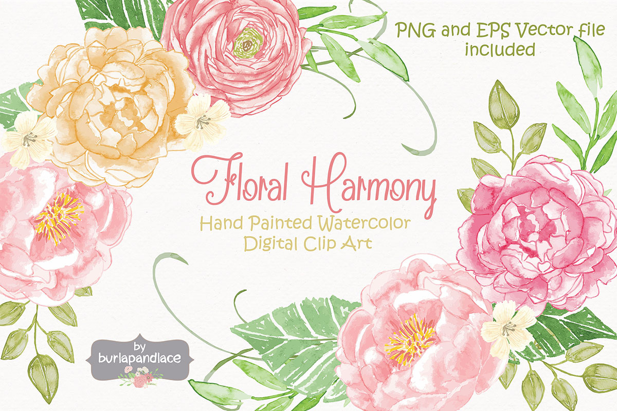 Vector Watercolor Floral Harmony 1 | Illustrations ~ Creative Market