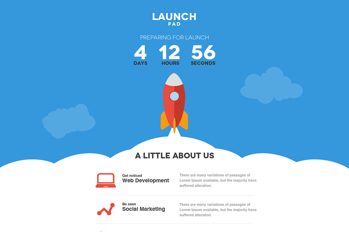 Launch Pad-Coming Soon PSD Template, a Landing Page Template by Nathan ...
