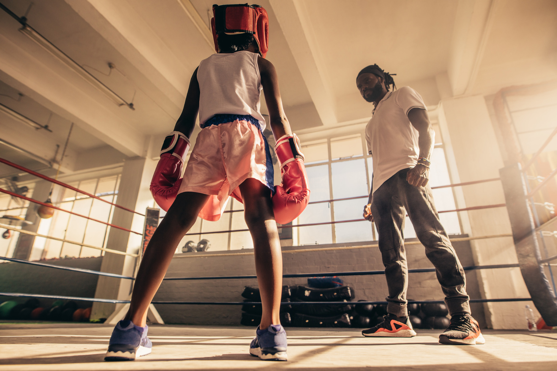 Rear view of a boxing kid standing, a Sports & Recreation Photo by ...