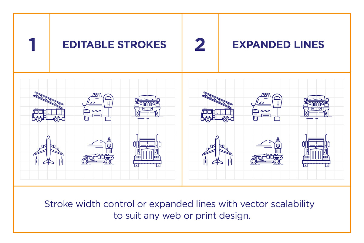 Transport Line Icon Set