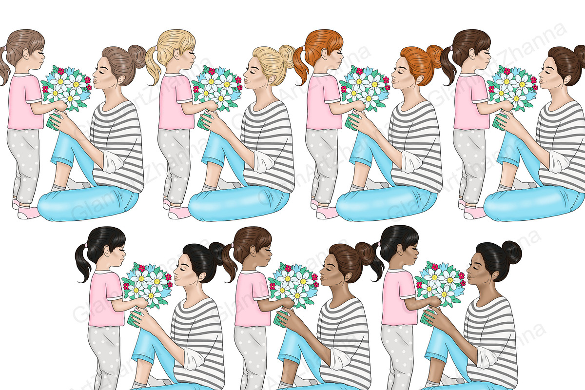 Mom Life People Clipart, an Illustration by GlamArtZhanna