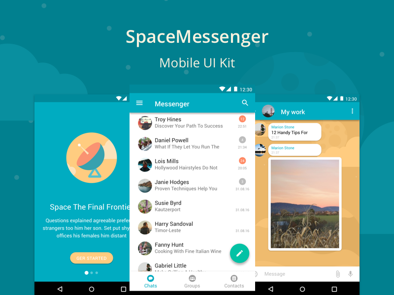 SpaceMessenger Mobile UI Kit, an UI Kit Template by Amazing Custom Icons