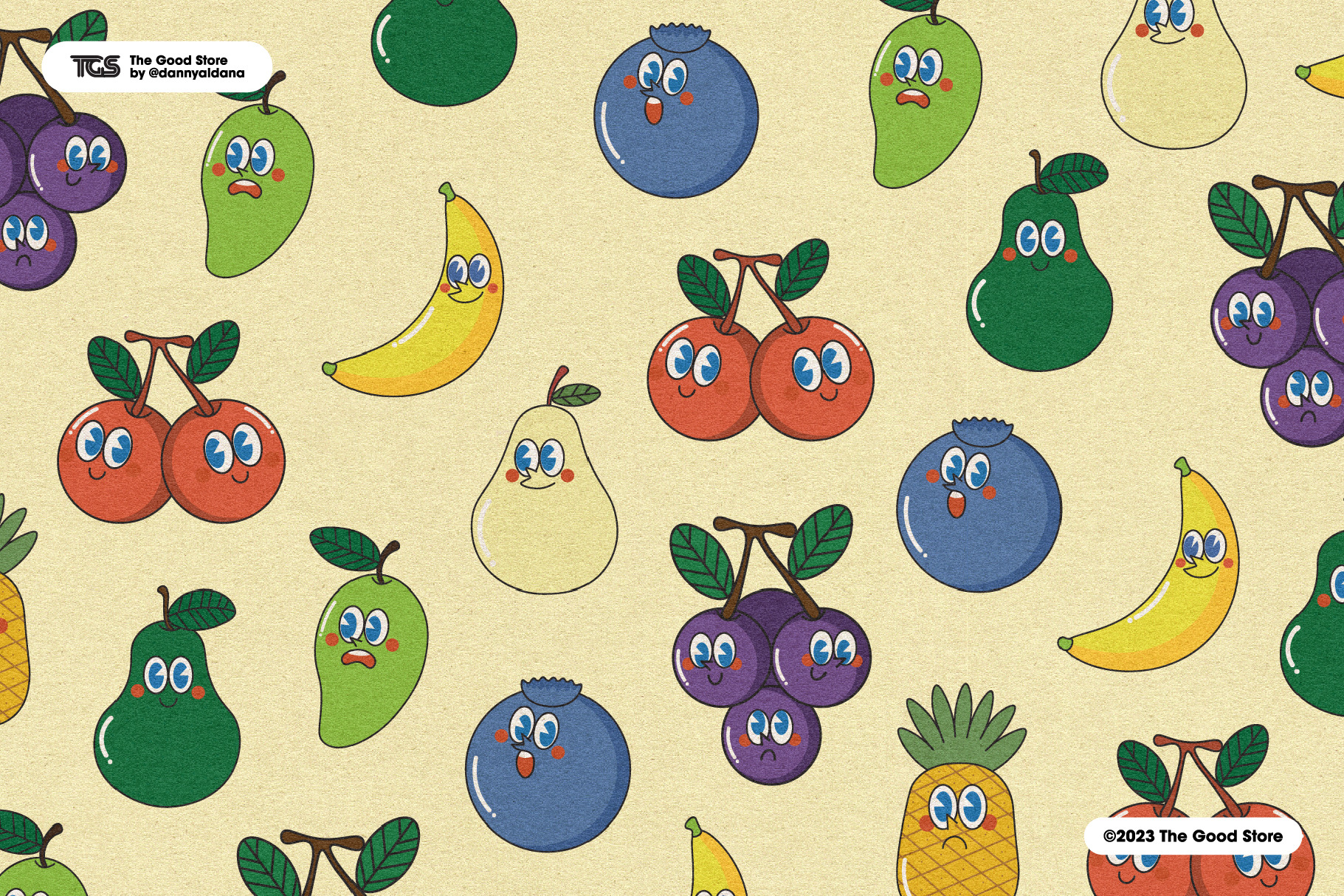 Retro Cartoon Fruits Illustration, an Object Illustration by The Good Store