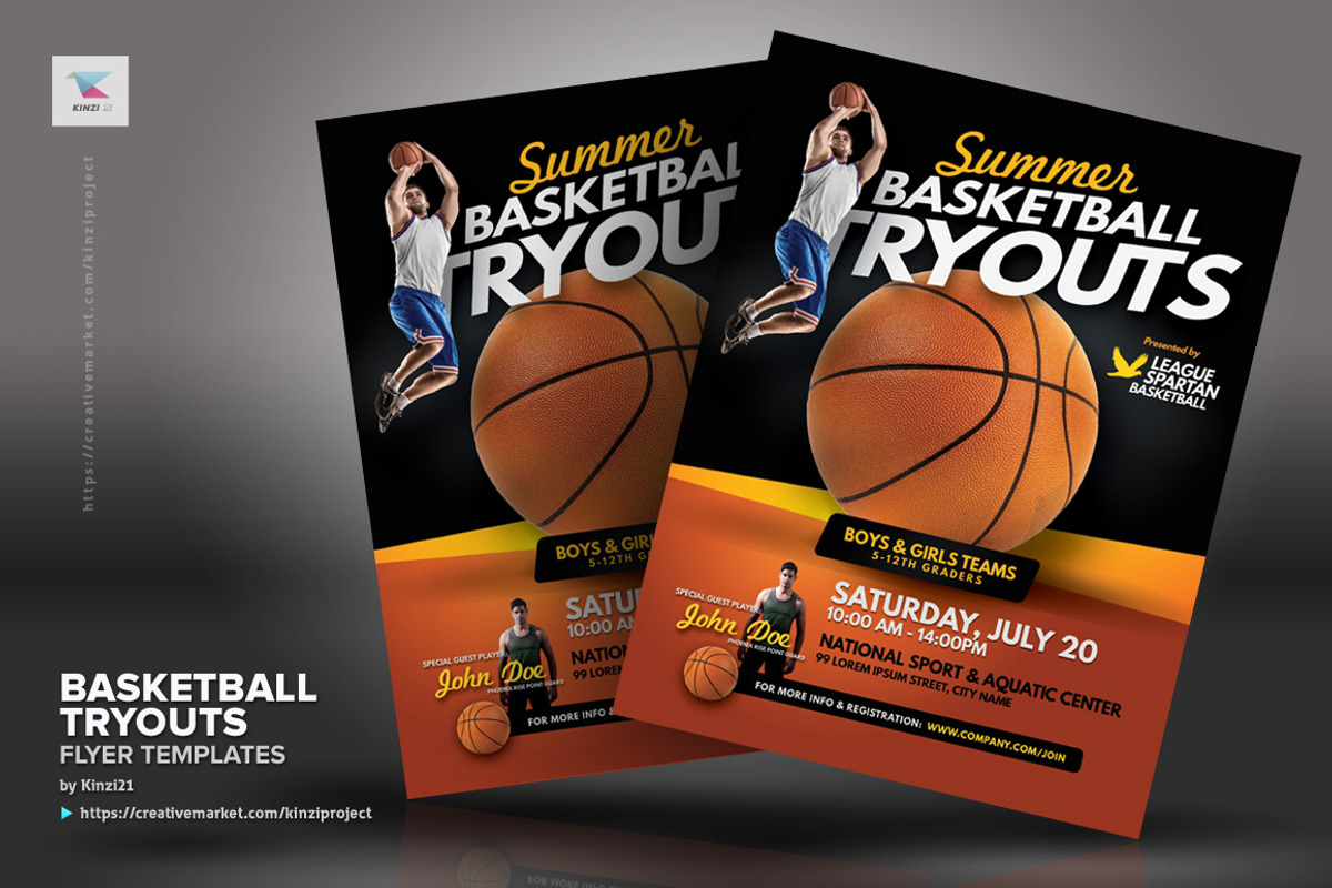 Basketball Tryouts Flyer Templates, a Flyer Template by kinzi21