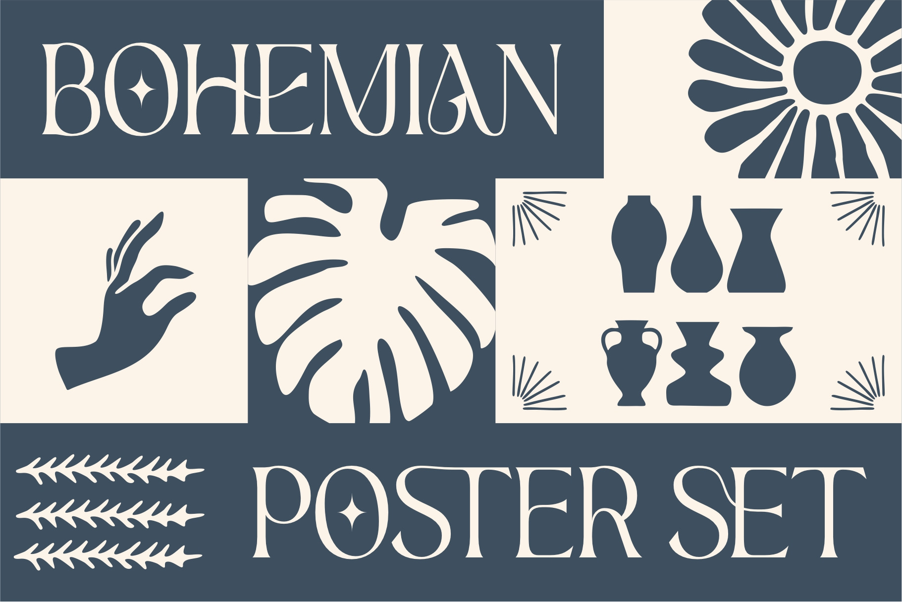 Bohemian Objects For Poster Set | Graphic Objects ~ Creative Market