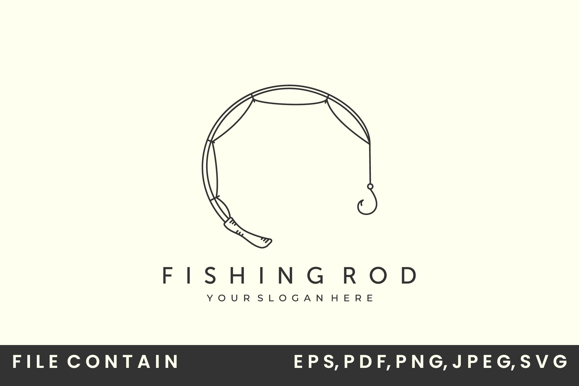 fishing rod with linear logo vector