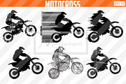 Silhouette of a motocross rider. Set, an Illustration by Matrosovv