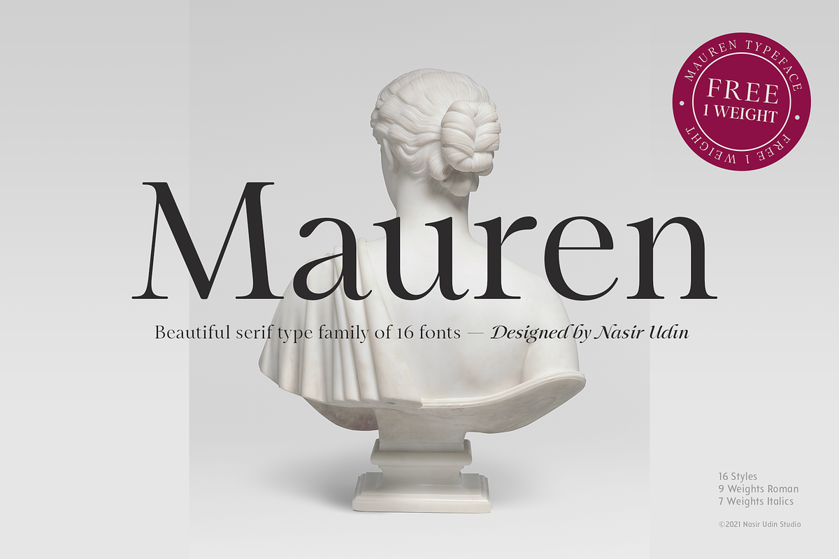Mauren — 16 Fonts, a Serif Font by Nasir Udin