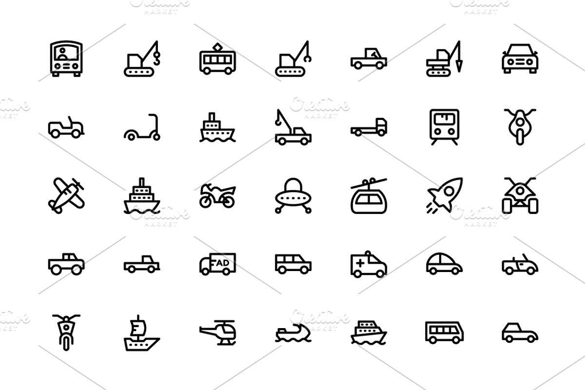 125+ Cute Transport Vector Icons, an Outline Icon by Prosymbols