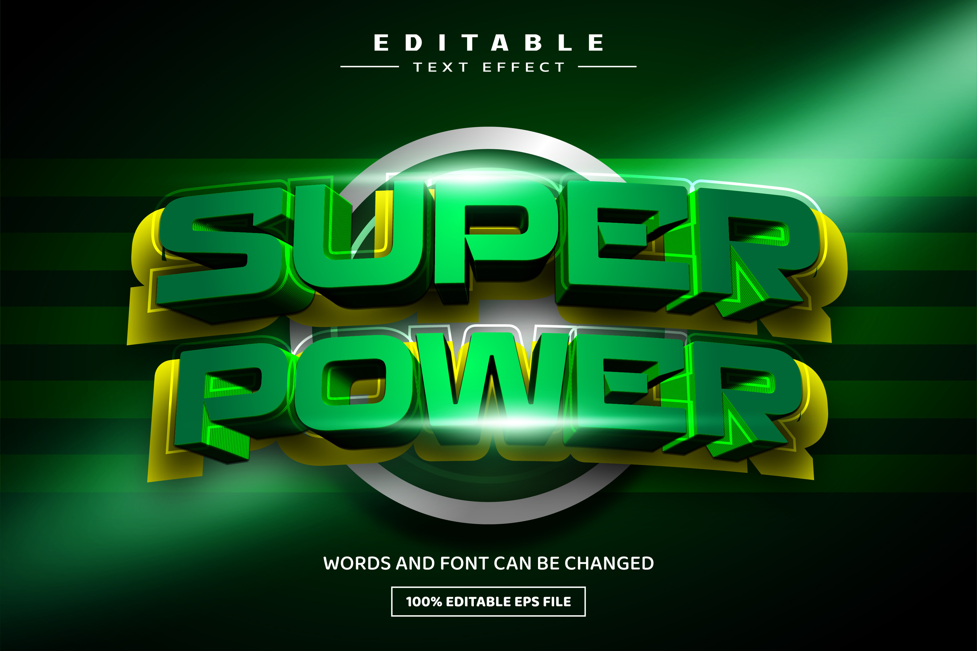 Super power 3D editable text effect