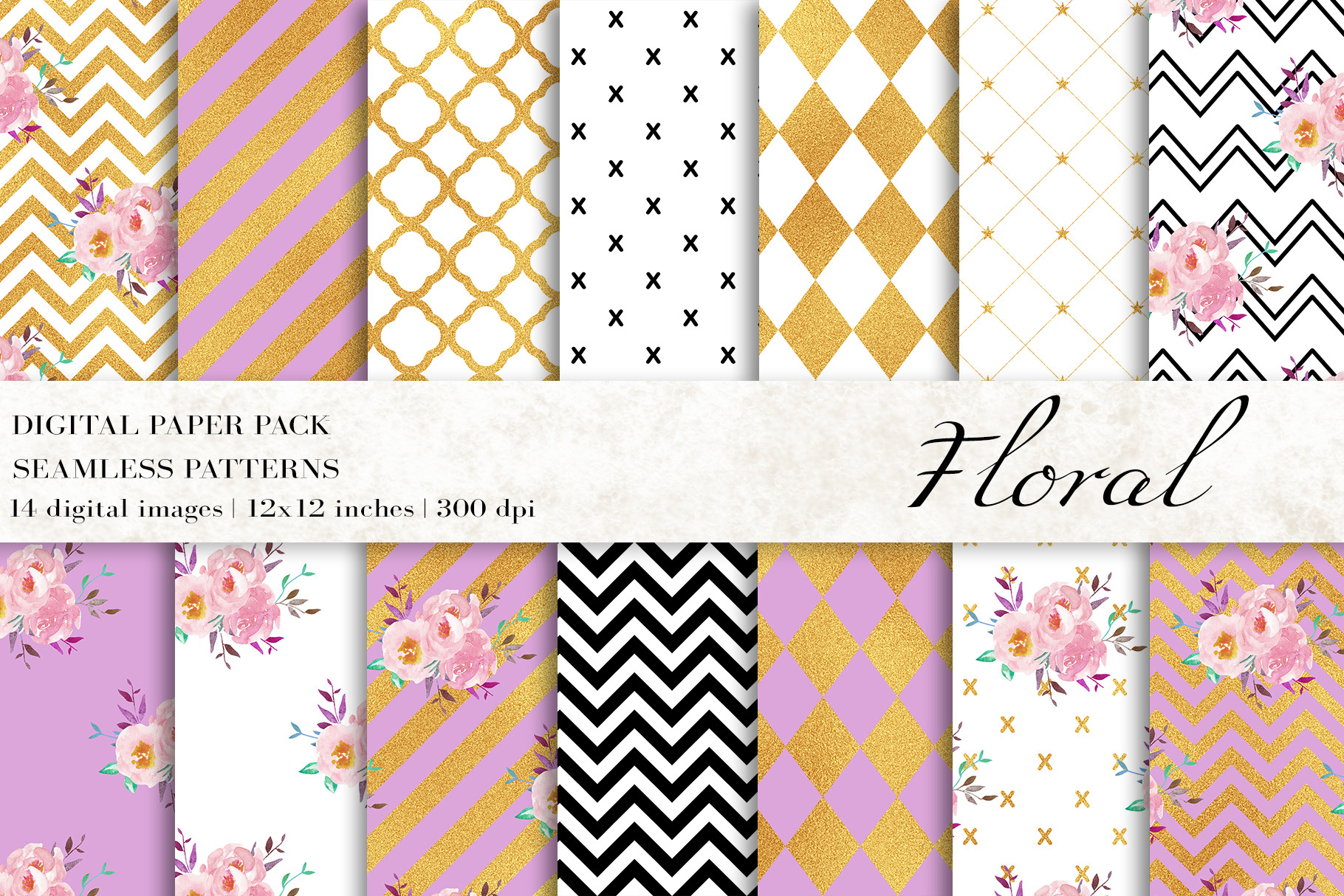 Watercolor Floral Digital Papers | Graphic Patterns ~ Creative Market