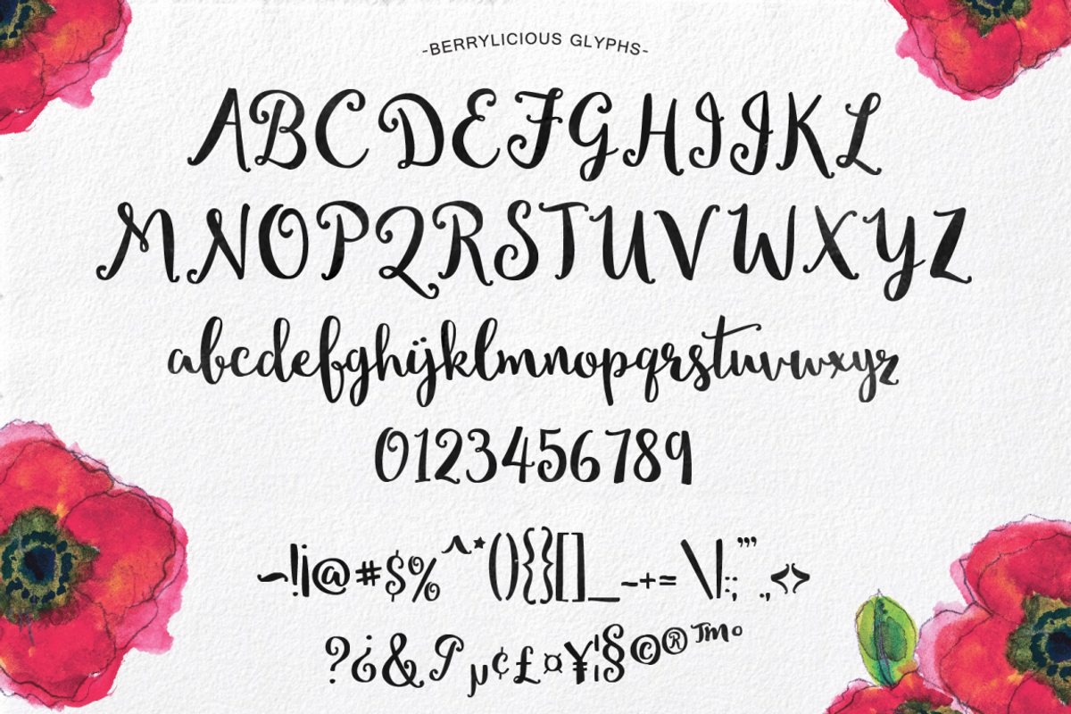 Berrylicious Hand-lettered Script, a Script Font by Emily Spadoni