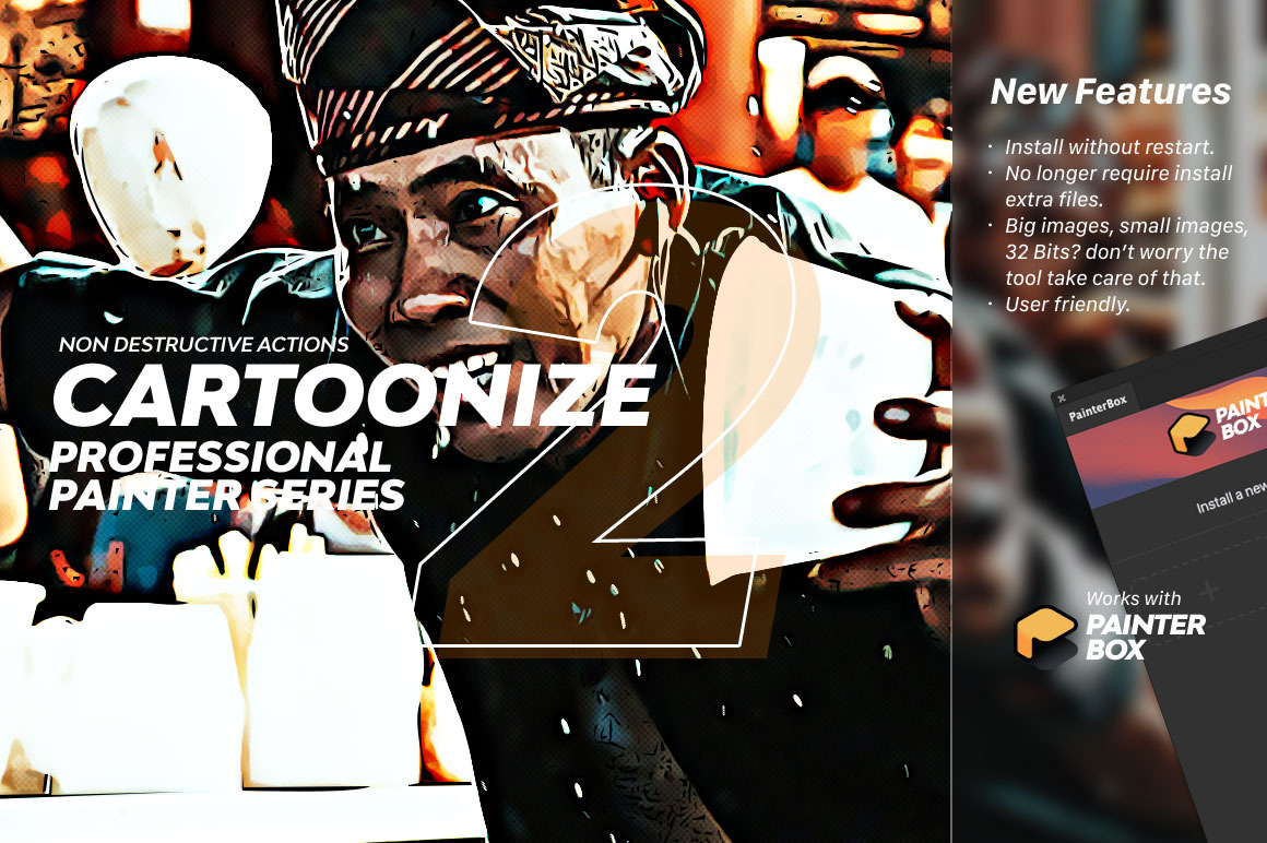 PainterBox | Cartoonize 2, an Action Add-On by ozonostudio