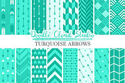 Turquoise Arrows digital paper, a Pattern Graphic by Doodle Cloud Studio