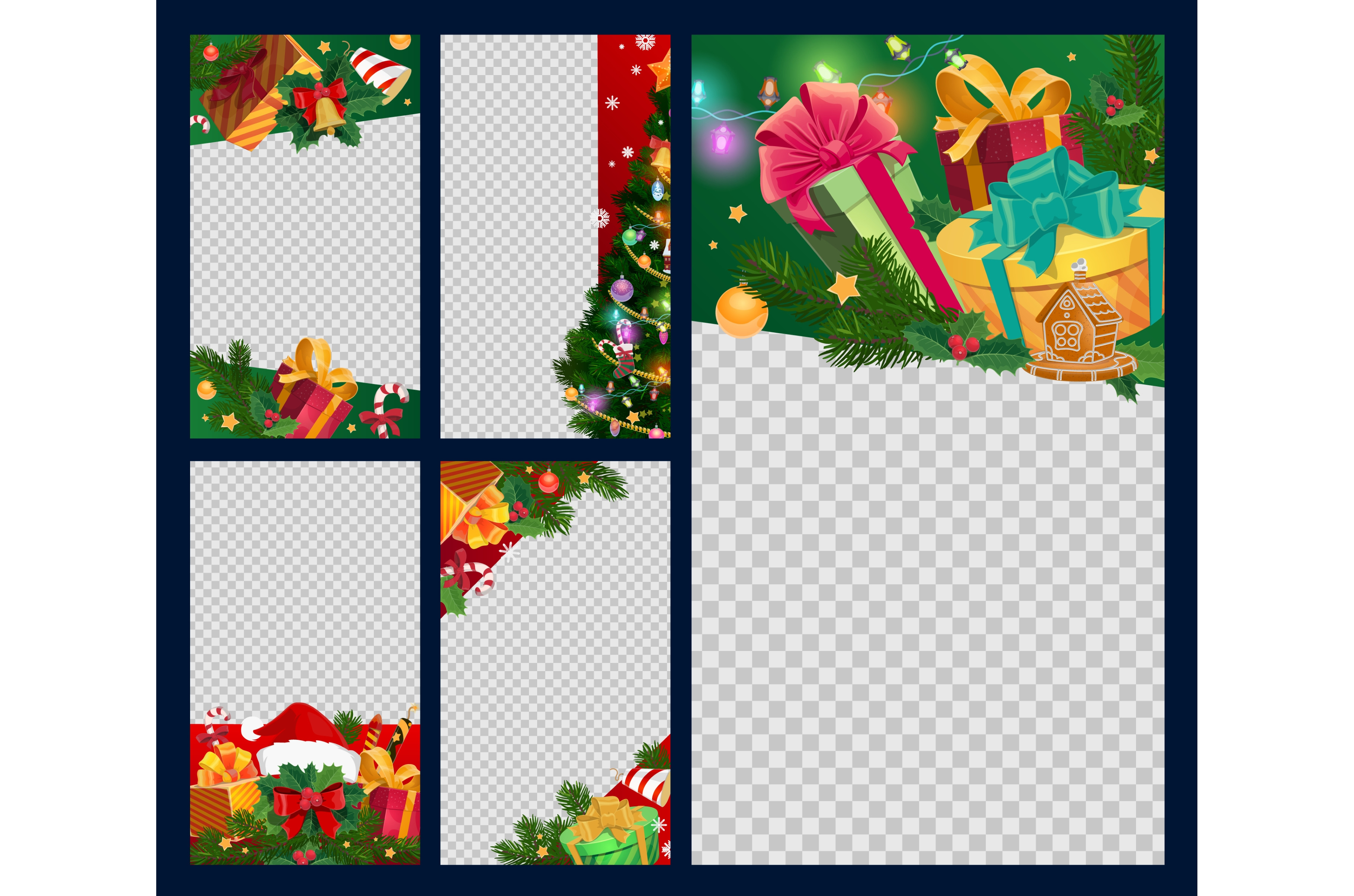 Winter Christmas photo frames, a Seasonal Illustration by Vector Tradition