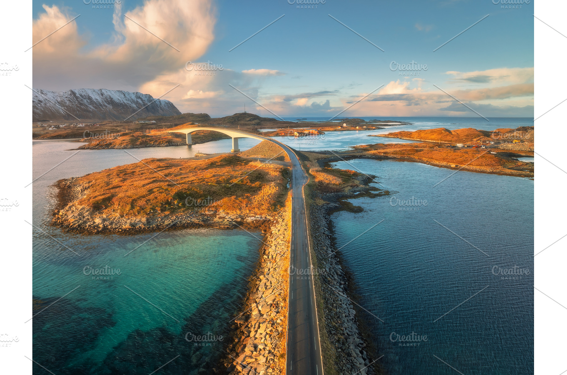 Aerial view of the Fredvang bridge, a Nature Photo by den-belitsky
