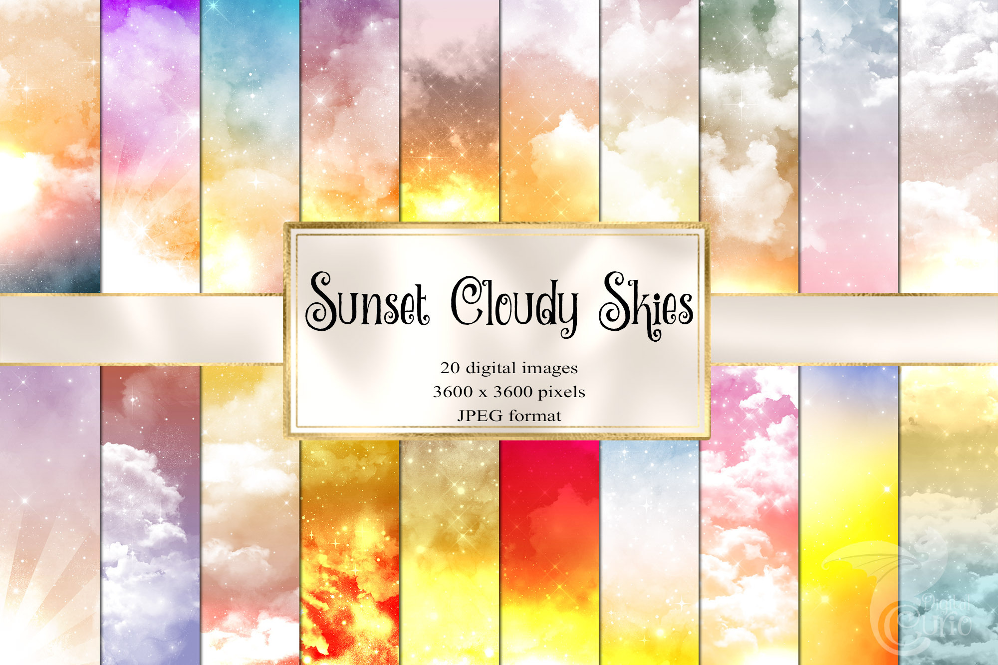 Sunset Cloudy Skies Backgrounds, a Texture Graphic by Digital Curio