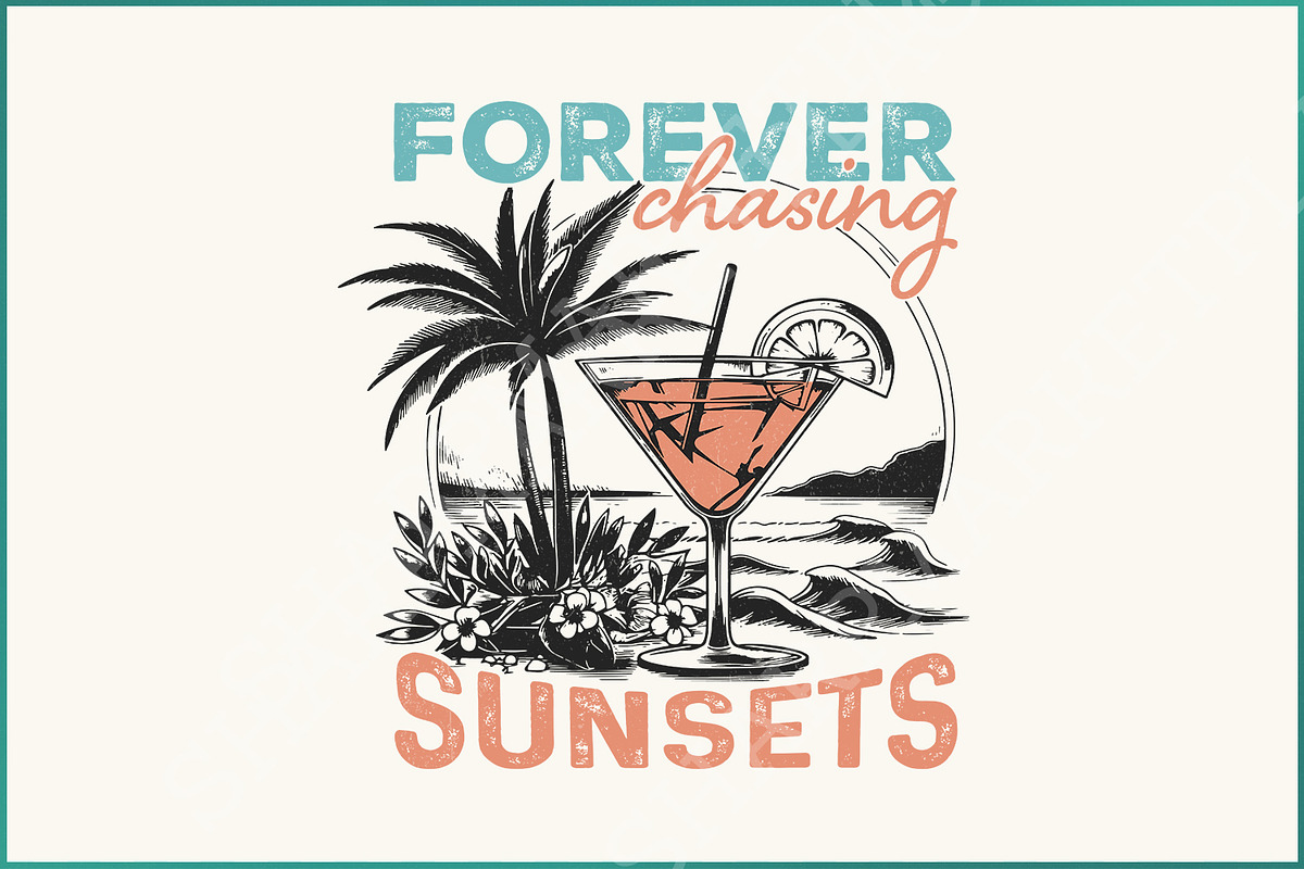 Forever Chasing Sunsets PNG, an Illustration by SharpMarketplace