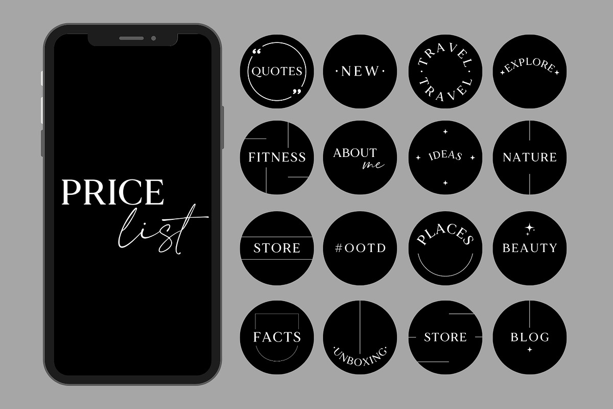 Black Instagram Highlight Covers, a Social Media Template by Boltik Studio