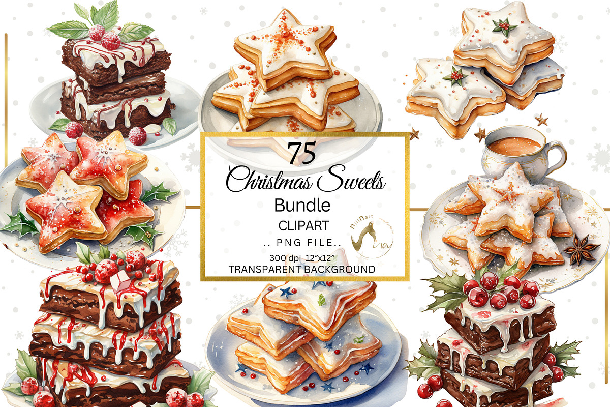Christmas Sweets Clipart Bundle, a Food Illustration by NiiiNArt