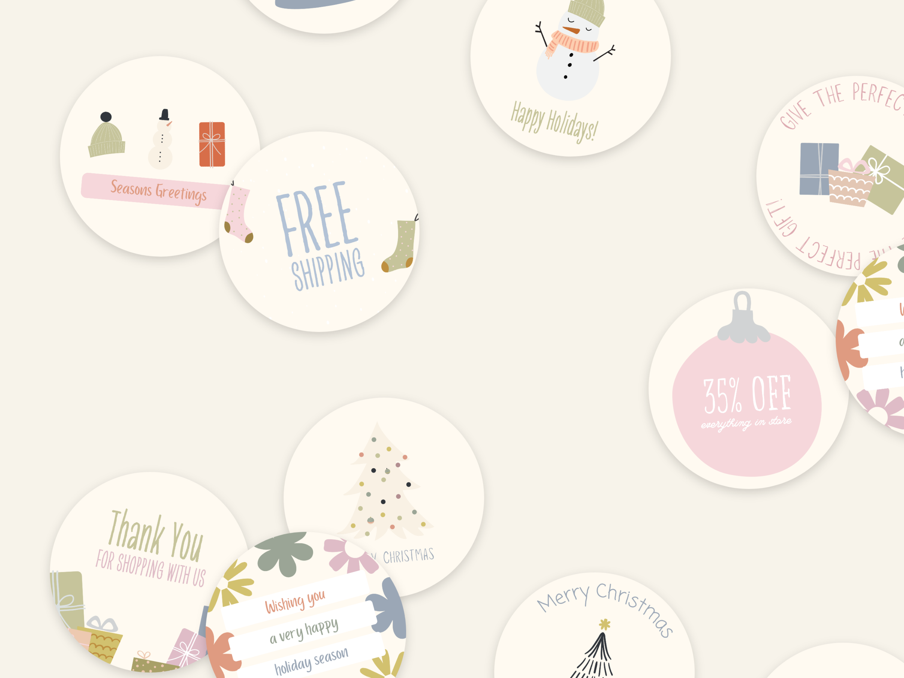 Holiday Sticker Canva Templates, a Branding & Logo Template by ...